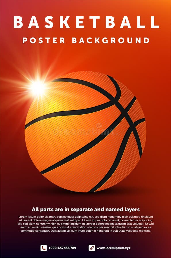 Basketball Poster Template with Ball with Shiny Flash Stock Vector ...
