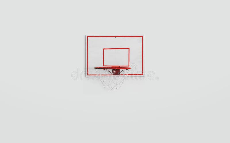 Basketball Red Metal Hoop and Backboard Fixed on White Concrete Wall ...