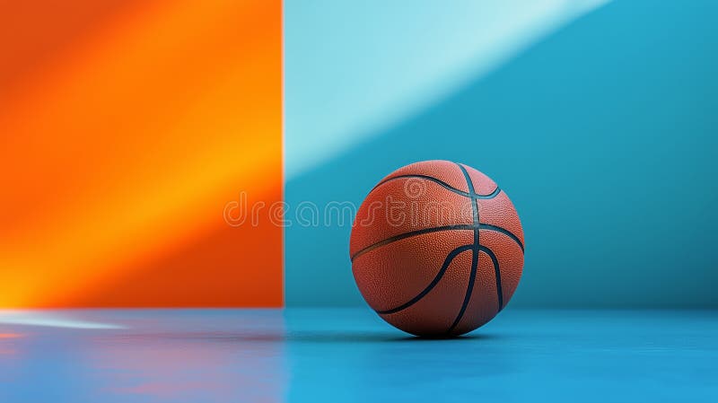 Vibrant Basketball on Colorful Surface with Geometric Background Stock ...
