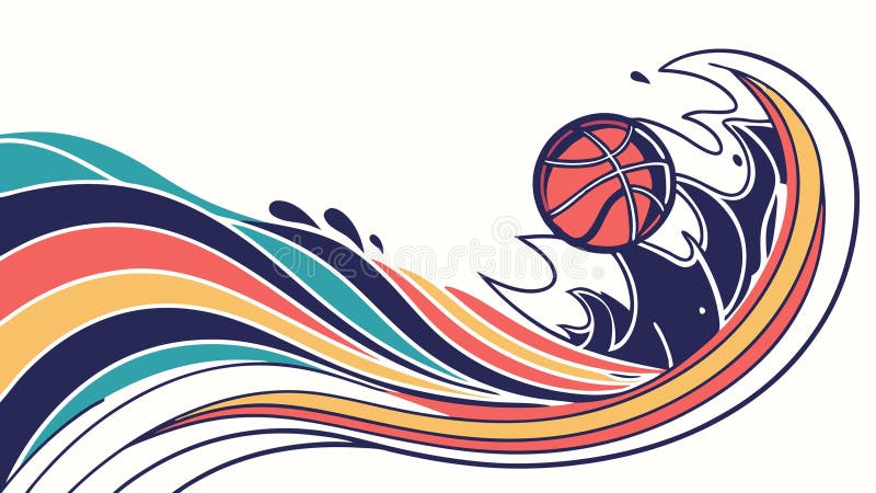 Basketball Riding a Colorful Abstract Wave, Vector Design Generative AI ...