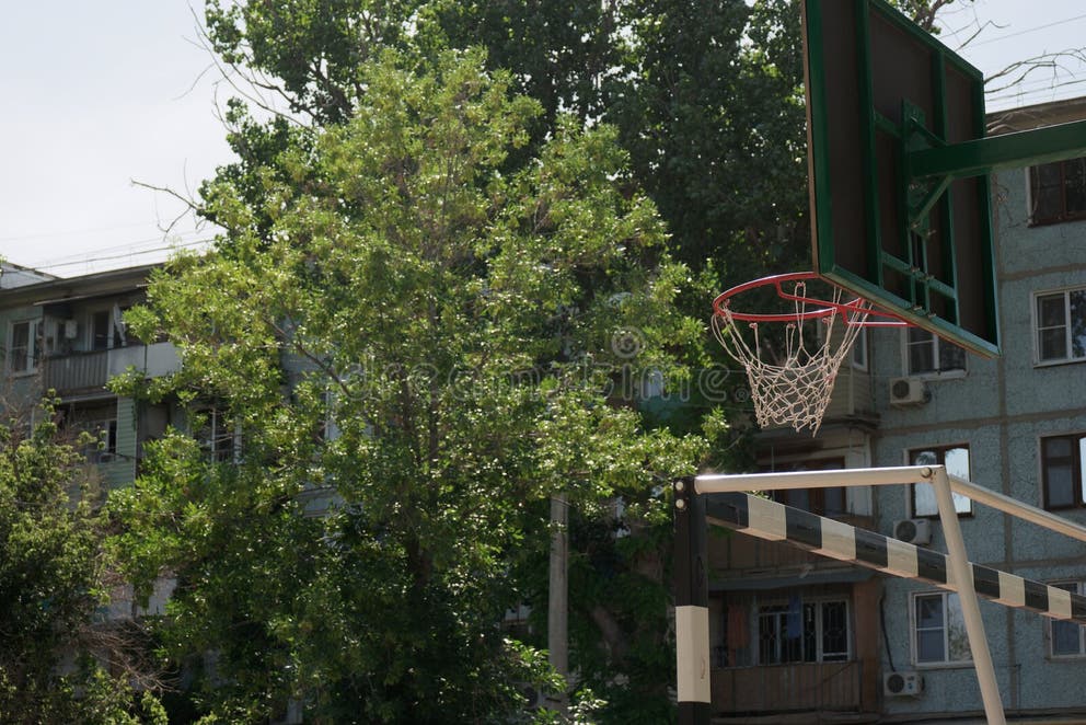 Basketball Rim and Its Backboard View from Behind Stock Image - Image ...