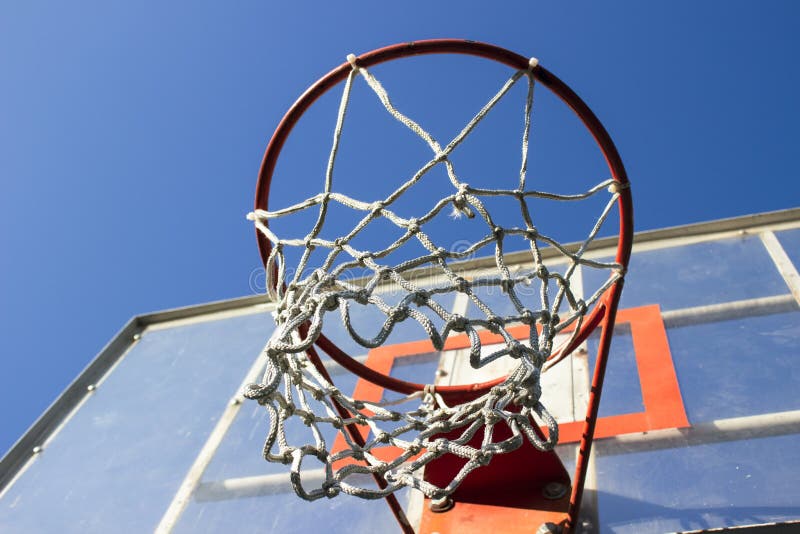 Basketball Ring and Board with White Net. Stock Photo - Image of ...