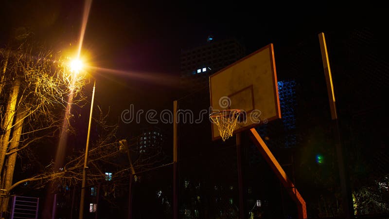 Basketball Ring in the Evening Stock Photo - Image of nature, bottom ...