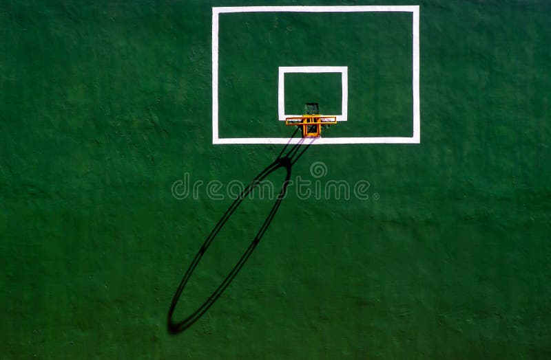 Basketball Ring with Its Shadow on the Green Cement Wall Stock Photo ...