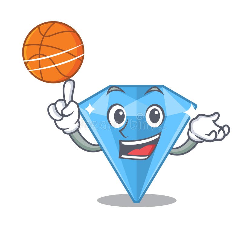 With Basketball Sapphire Gems Isolated in the Character Stock Vector ...