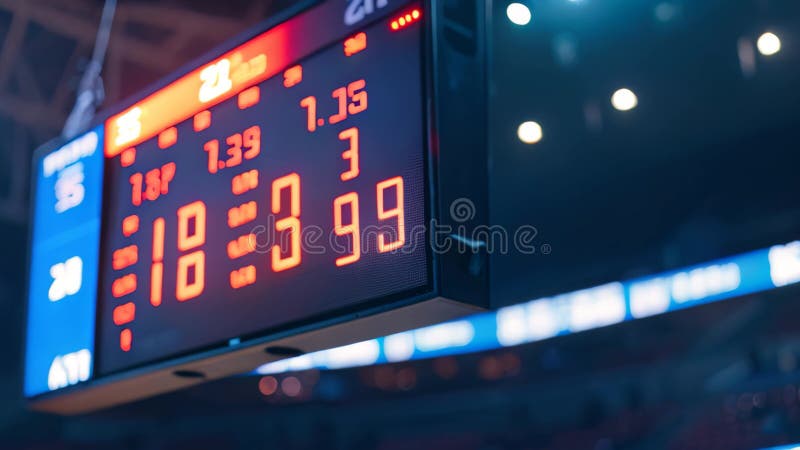 A Basketball Scoreboard Displaying the Current Score of a Game ...