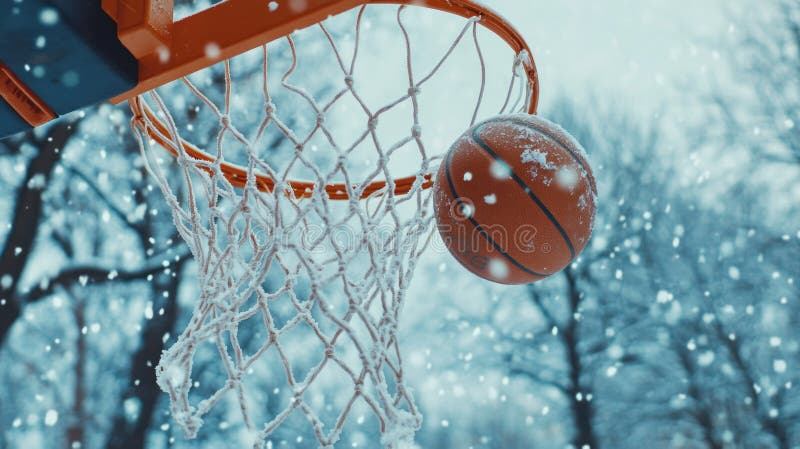 Basketball Scoring a Basket As it Goes through the Hoop and Making a ...