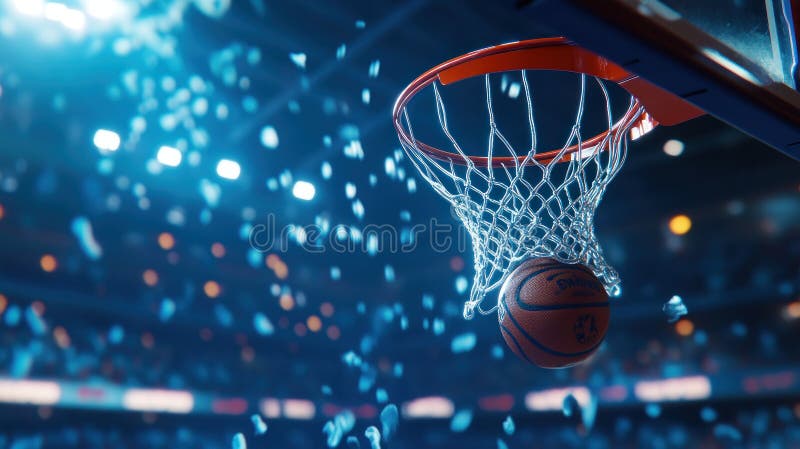 Basketball Scoring a Basket As it Goes through the Hoop and Making a ...