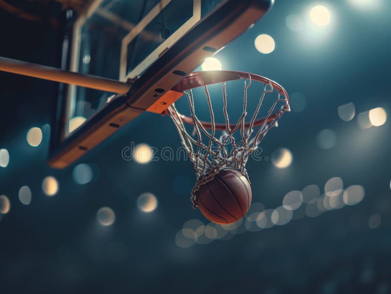 Basketball Scoring a Point at Night Game Stock Illustration ...
