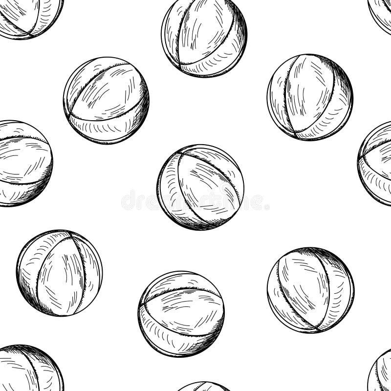 Basketball Seamless Pattern Stock Vector - Illustration of hand, ball ...