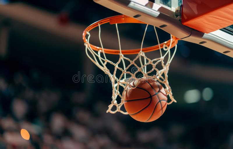 Basketball Passes through Hoop during Exciting Game Moment Stock Image ...