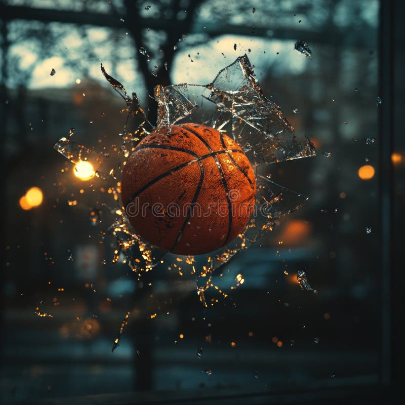 Illustration of Basketball Shattering Glass Stock Illustration ...
