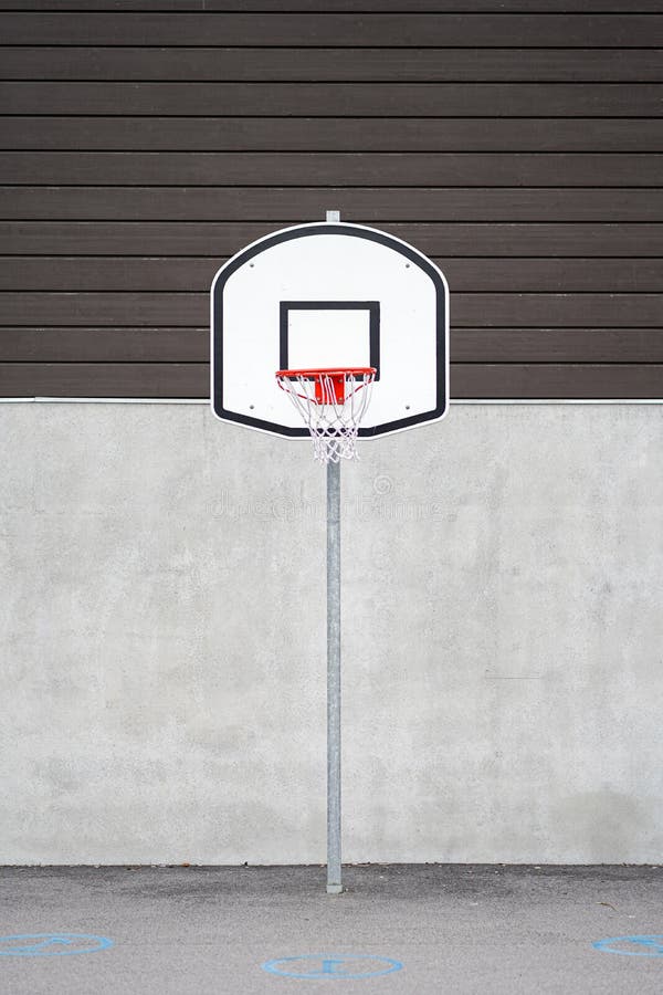 Basketball Shield with Basket on the Pillar Stock Photo - Image of ...