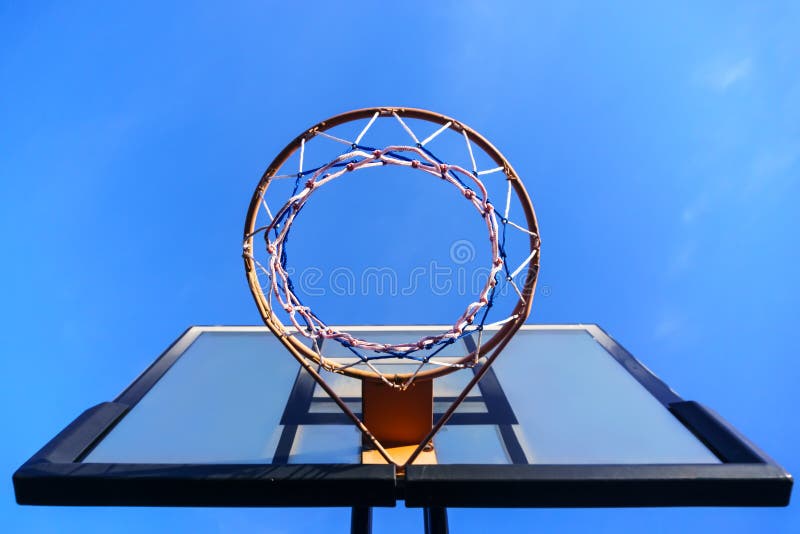 Basketball Shield with a Basket on the Sky Background Stock Photo ...