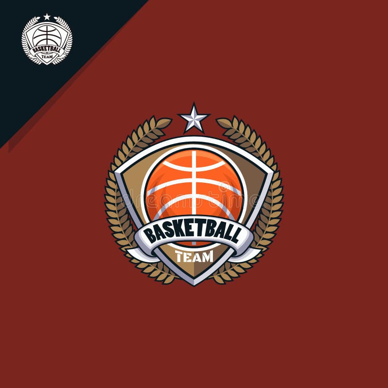 Basketball with Shield Logo Emblem Stock Vector - Illustration of logo ...