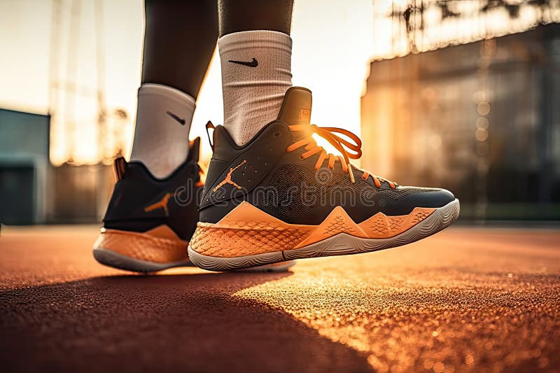 Basketball Shoes Playing Basketball Daybreak Playing Game Stock Photo ...