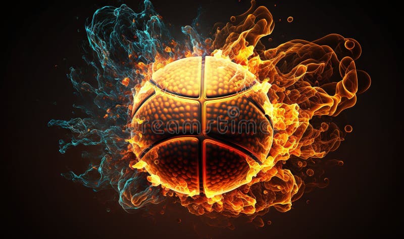 A Basketball is Shown in the Middle of a Fireball Stock Illustration ...