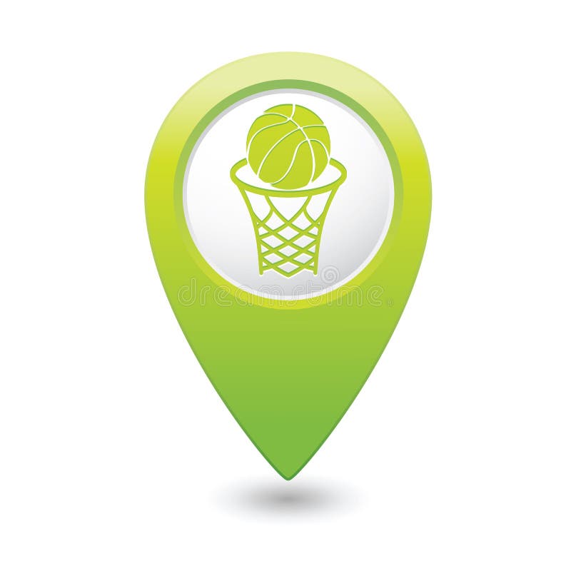 Basketball Sign Icon on the Map Pointer Stock Vector - Illustration of ...
