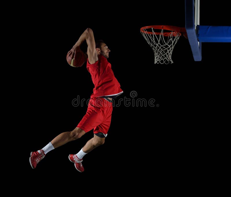 Basketball-Spieler in Der Aktion Stockbild - Bild von tunken, bewegen ...