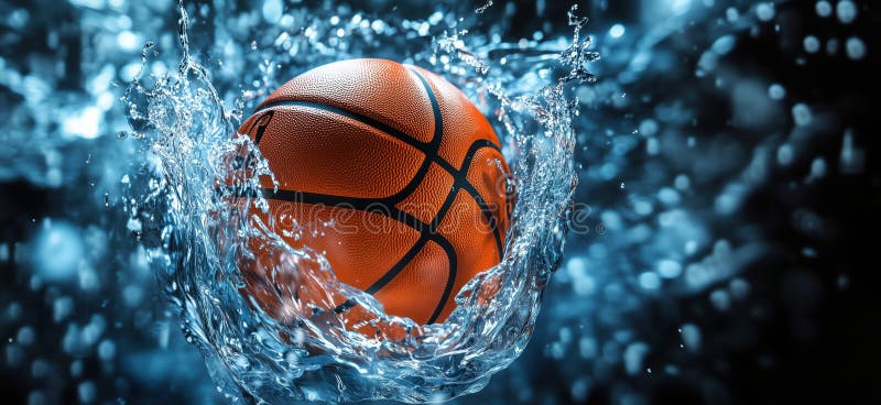 Basketball Splashing into Water Creating Dynamic Action Scene with ...