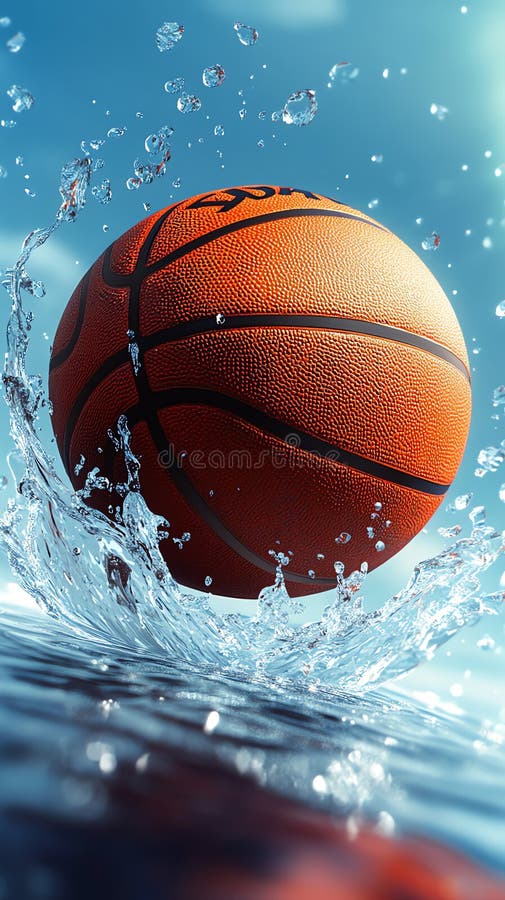 Basketball Splashing into the Water, Creating a Large Wave Stock Image ...