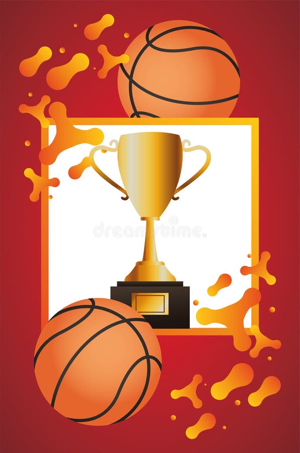 Basketball Sport Poster with Balloon on Fire Stock Vector ...