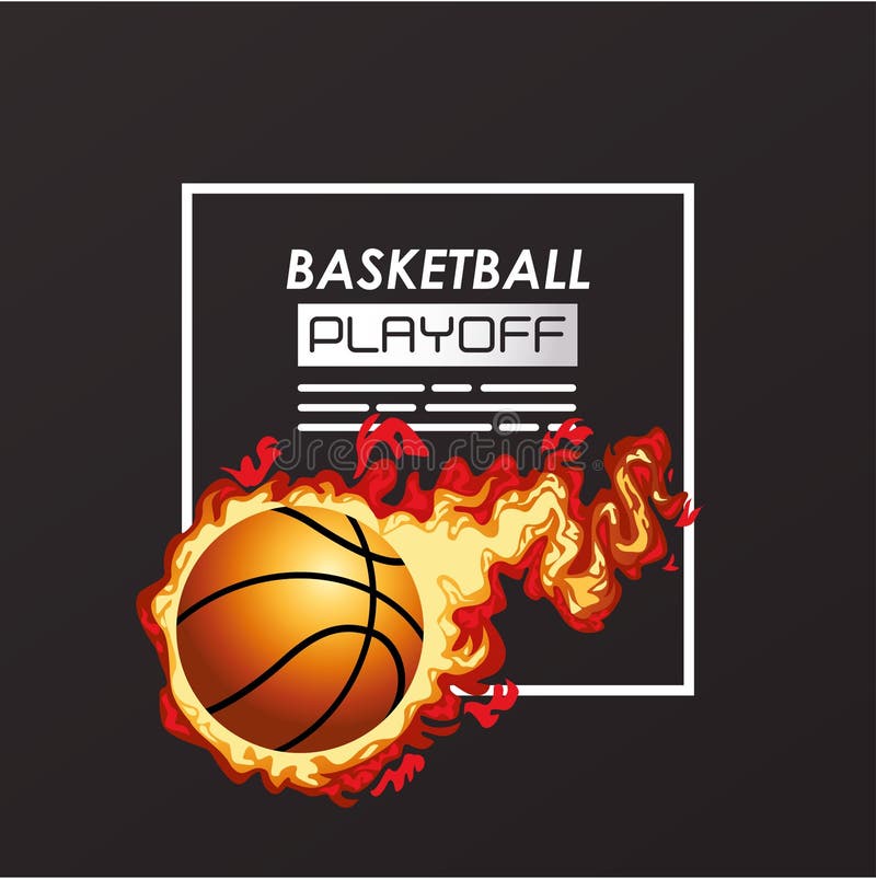 Basketball Sport Poster with Balloon on Fire Stock Vector ...