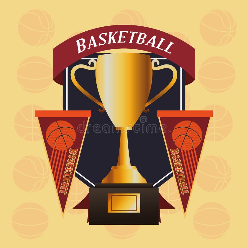Basketball Sport Poster with Trophy Cup Stock Vector - Illustration of ...