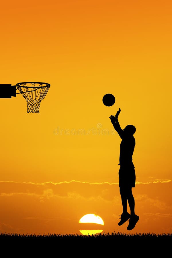 Basketball at sunset stock illustration. Illustration of skills - 70376512
