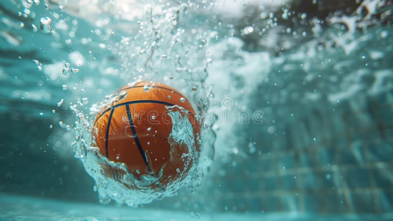 Basketball in Swimming Pool Stock Illustration - Illustration of water ...