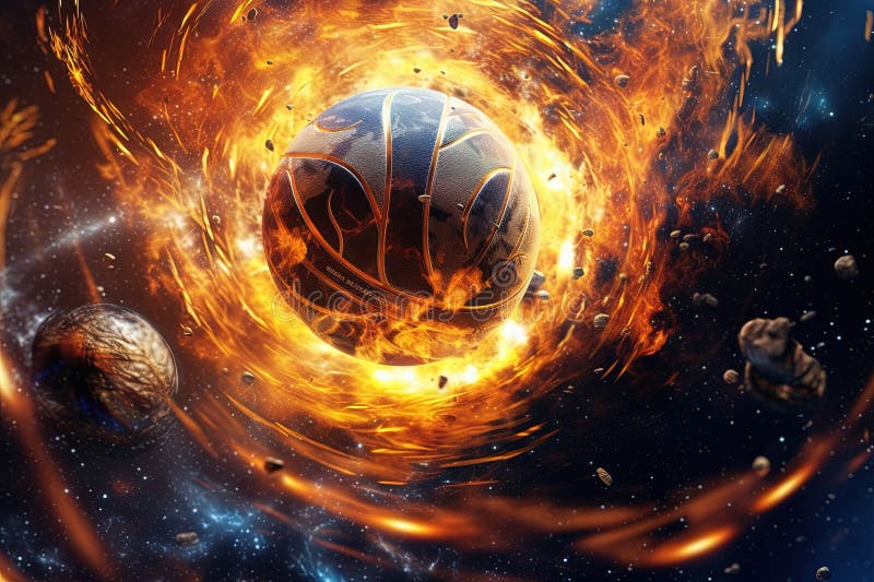 Basketball Ball Made of Interwoven Threads of Energy, Pulsating with ...