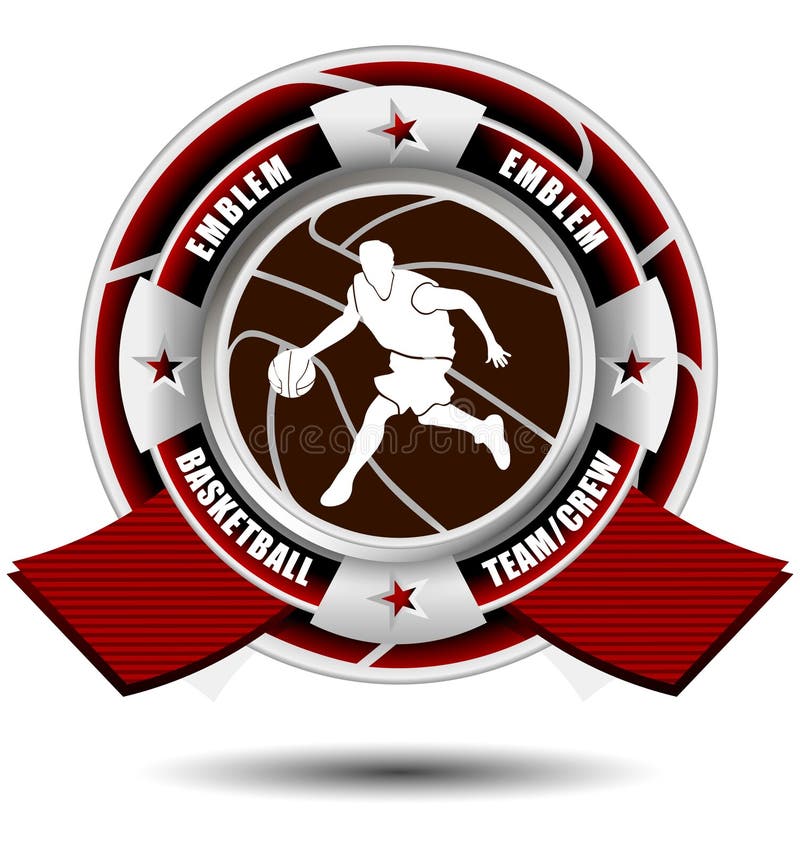 Basketball Team Emblem with Ribbons Stock Illustration - Illustration ...