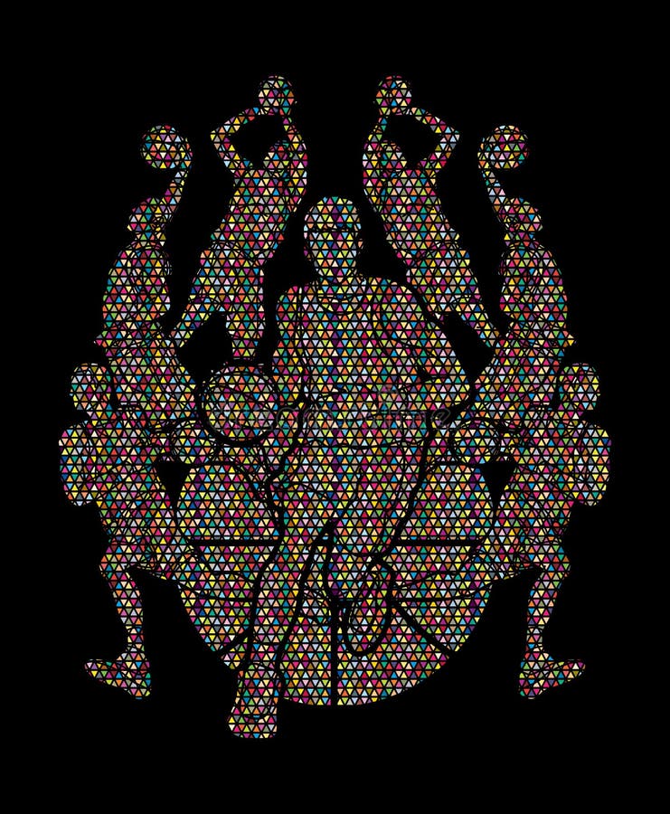 Basketball Team Player Dunking Dripping Ball Action Stock Vector ...