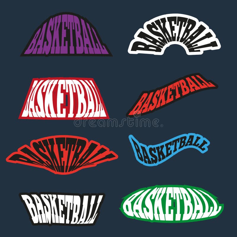 Basketball Text Badges Variations Stock Vector - Illustration of emblem ...