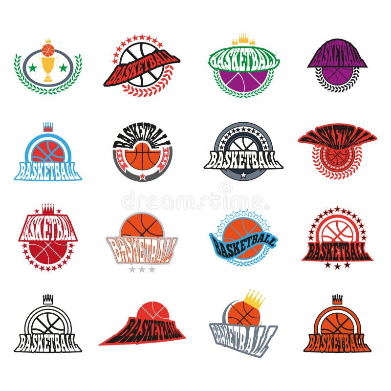 Basketball Text Badges Variations Stock Vector - Illustration of emblem ...