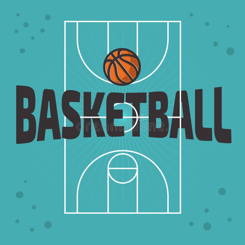 Basketball Themed Design with Basketball Court and a Ball Vector ...