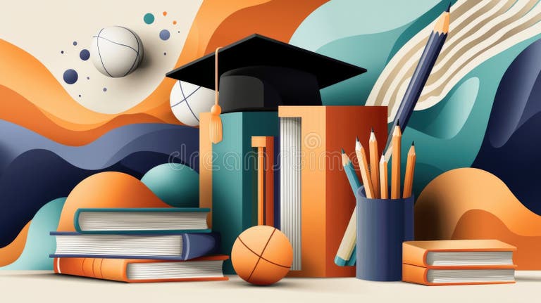 Basketball Themed Study Space Classroom Digital Illustration Creative ...