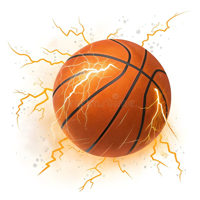 Basketball with Thunder Lightning Isolated on White Background Stock ...