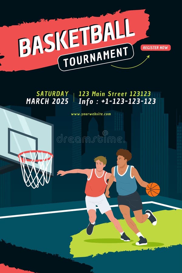 Basketball Tournament Poster Banner Vector Illustration Stock Vector ...