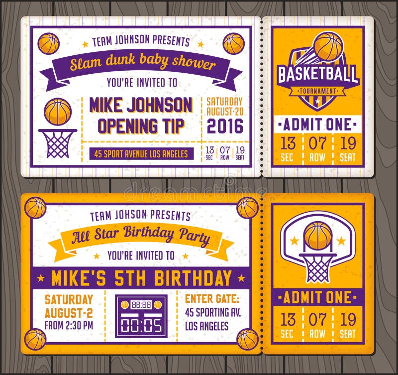Basketball Vector Ticket Templates Stock Vector - Illustration of ...