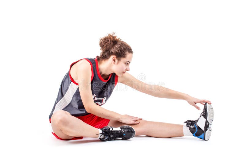 Basketball Woman Stretching Leg Stock Photo - Image of fitness, person ...