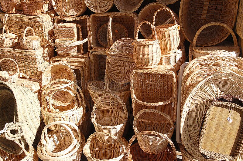 Ethnic Wicker Baskets for Sale Stock Photo - Image of souvenirs ...