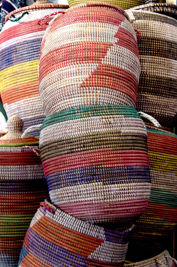 Baskets - Fabric- Handmade - Colored Stock Image - Image of color ...
