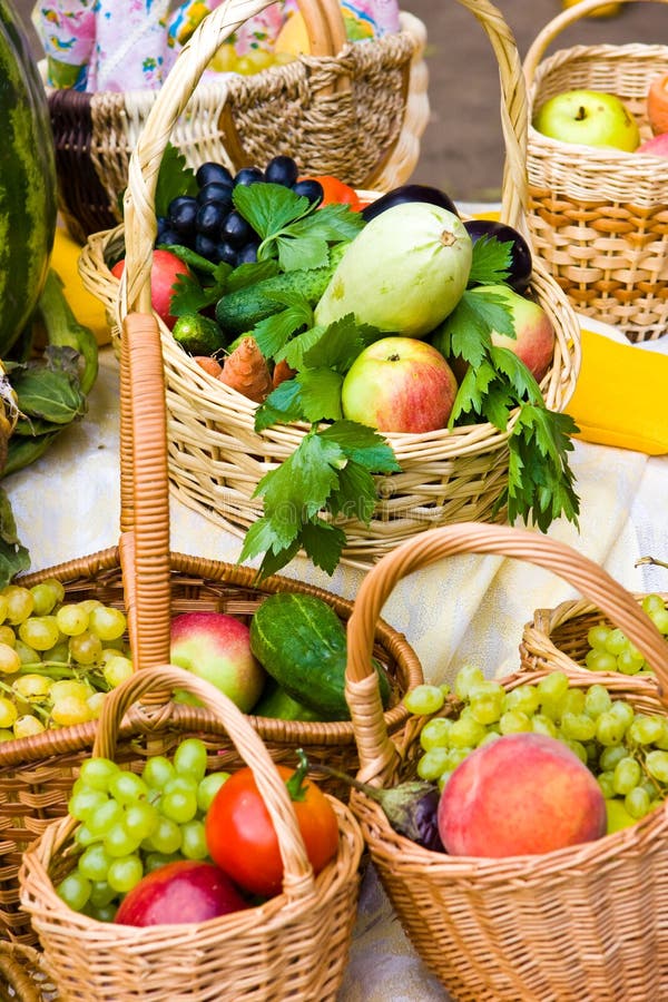 Baskets with food stock image. Image of vegetarian, plentifulness ...
