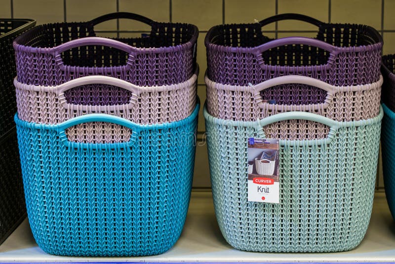 Baskets for Laundry and Clothes on the Store Shelf. January 26, 2022 ...