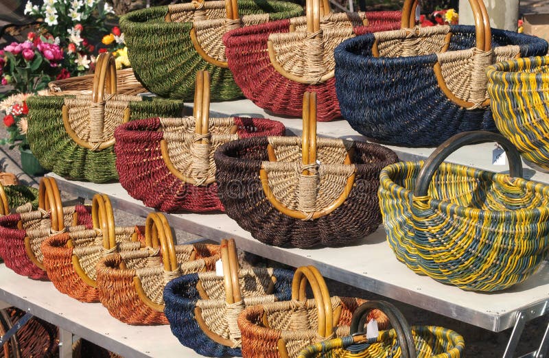 Baskets at a Market in Provence Stock Photo - Image of woven, product ...