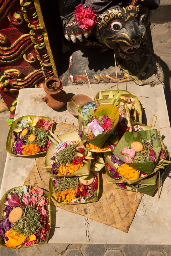 The Baskets Offerings, Sanur, Bali, Indonesia Stock Image - Image of ...