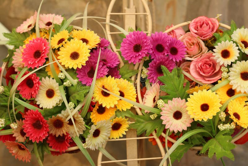 Baskets with a Range of Summer Flowers Stock Image - Image of nature ...