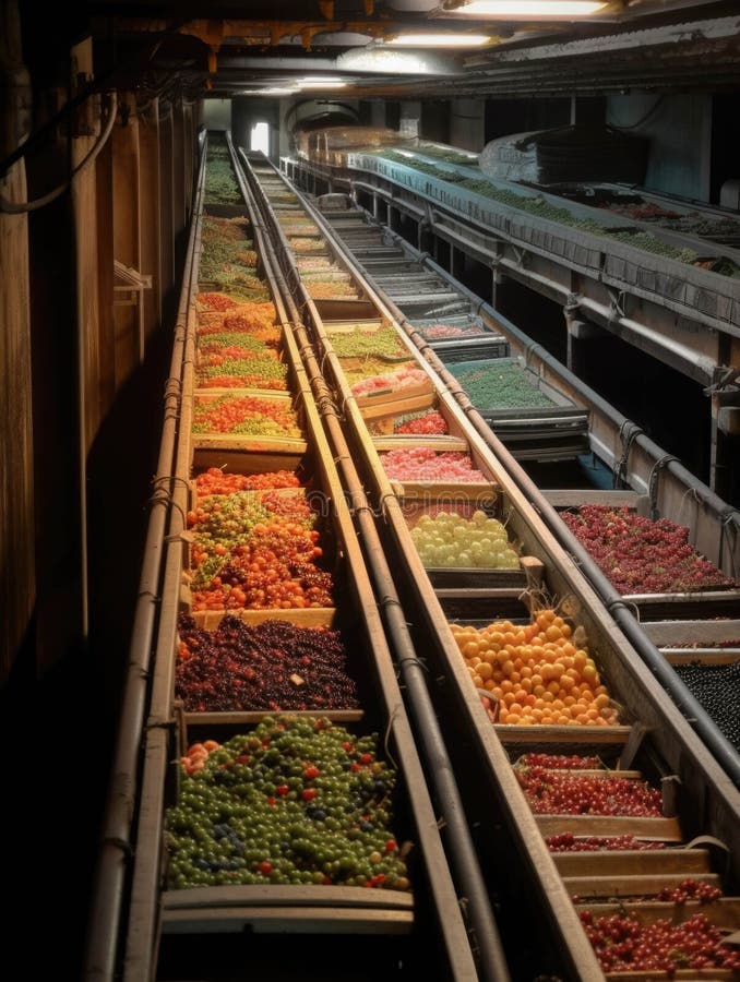 Baskets of Ripe Produce Being Transported Up and Down the Structure on ...