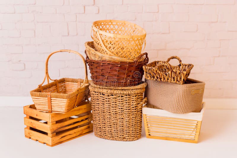 Baskets on a stack stock photo. Image of decoration - 258356750